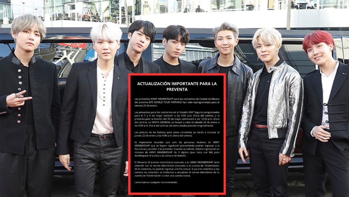 Cambian venta de boletos para BTS: lo que debes saber al comprar tus ...